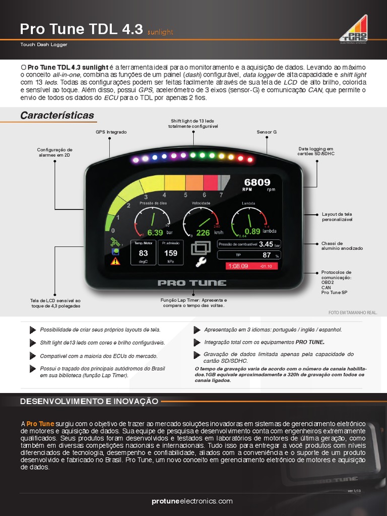 Dash TDL 4.3 Sunlight PDF | Download grátis PDF | Motores | Diodo emissor de luz