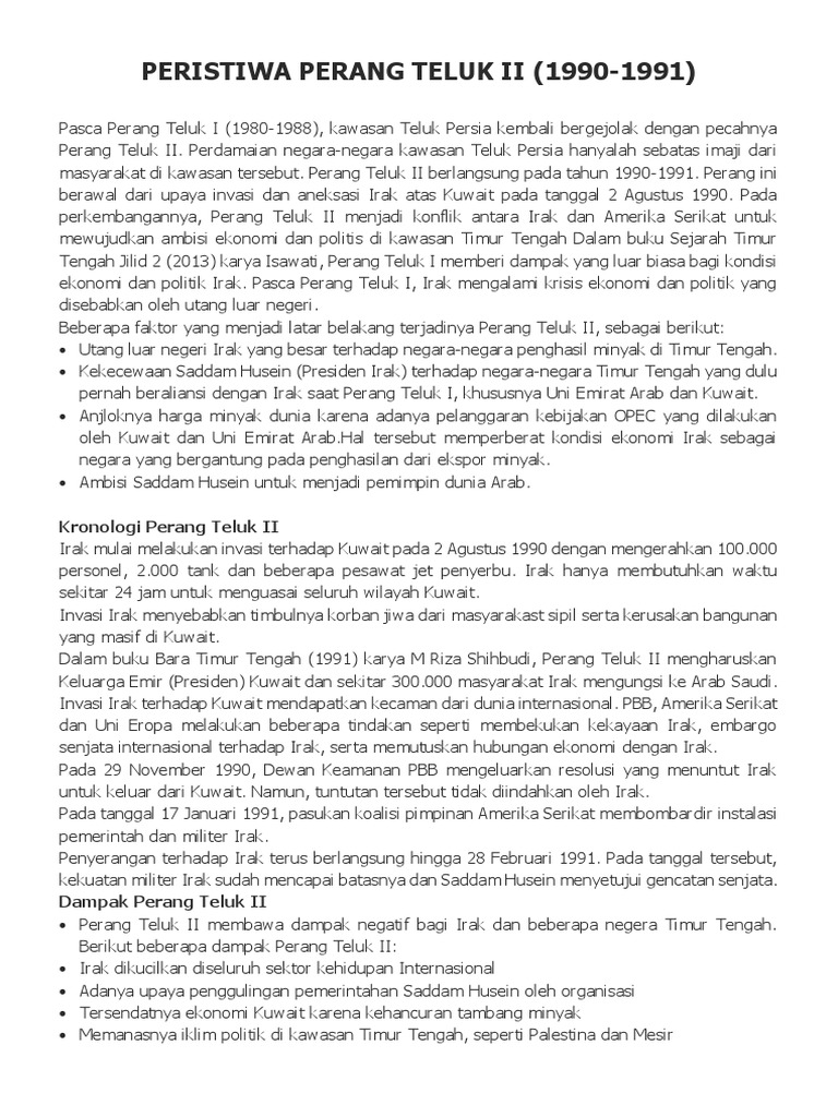 Dampak dan Latar Belakang Perang Teluk II | PDF | Perjalanan | Seni