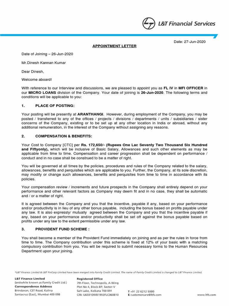 Appointment Letter | PDF | Employment | Arbitration