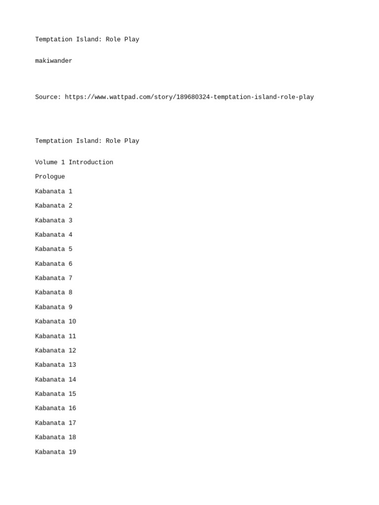 Temptation Island Role Play | PDF