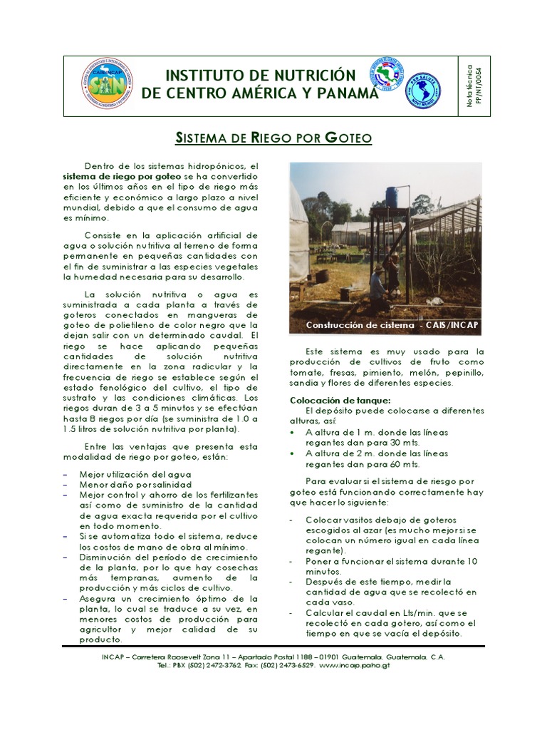 Sistema de Riego Por Goteo | Descargar gratis PDF | Riego | Agricultura