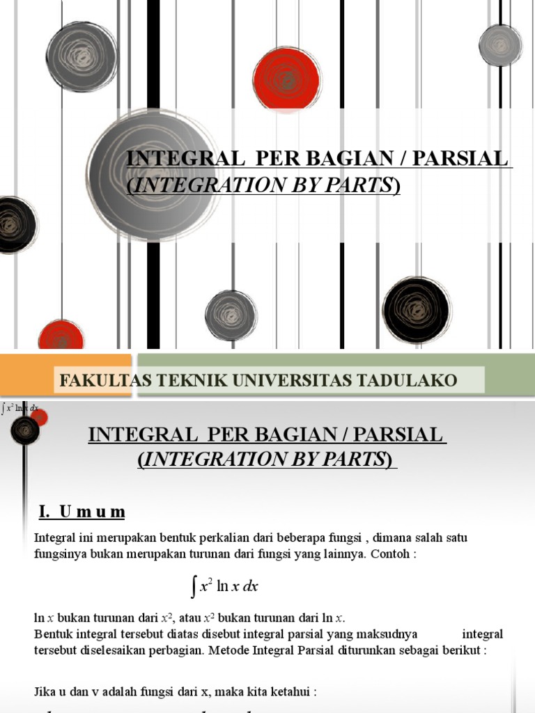 Integral Parsial | PDF | Metode & Bahan Ajar | Sains & Matematika