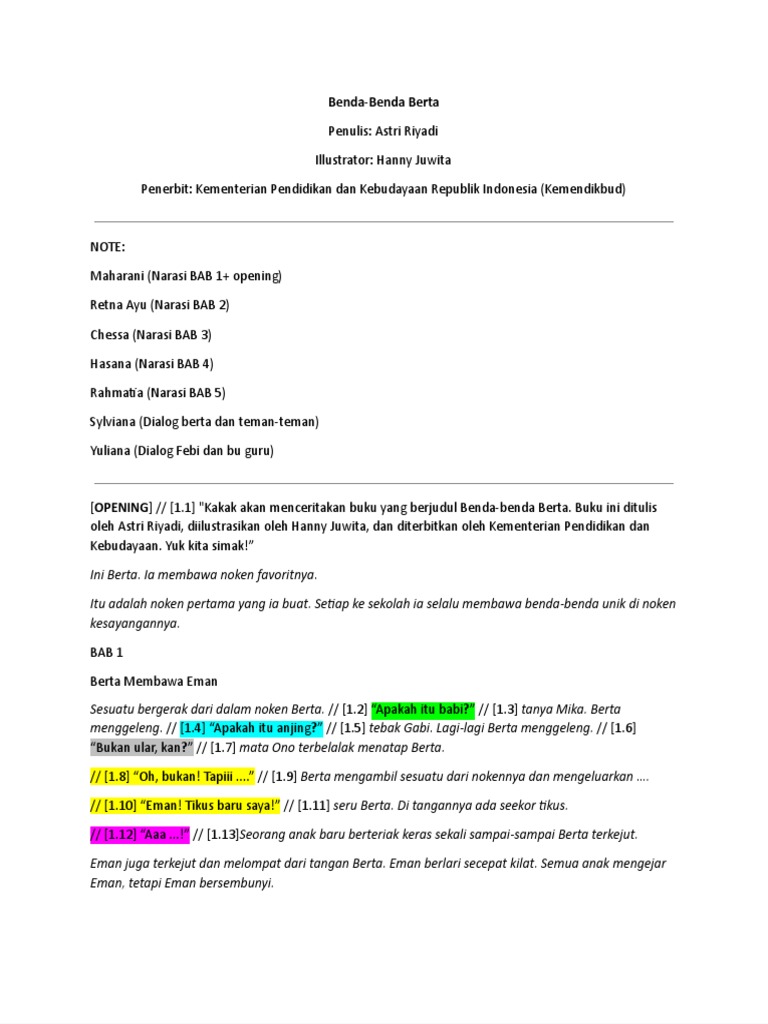Benda-Benda Berta (Potongan Teks) | PDF