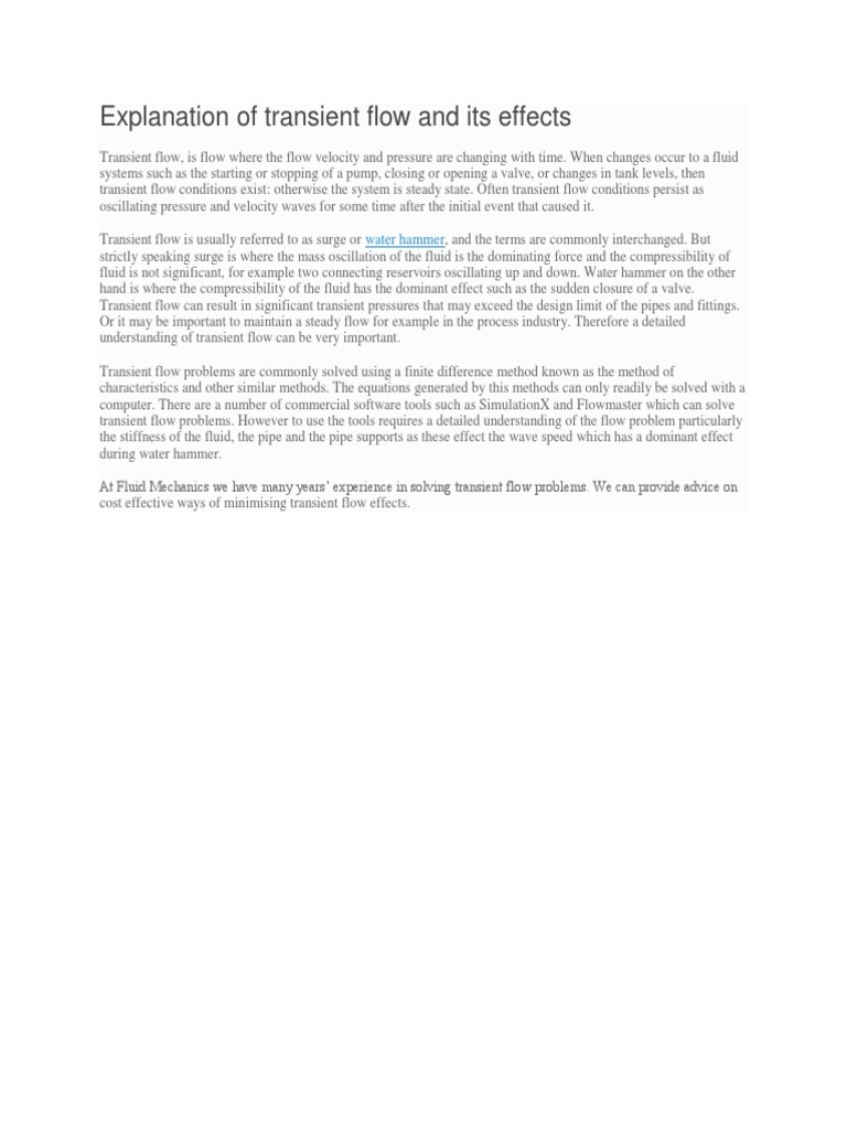 Explanation of Transient Flow and Its Effects | PDF