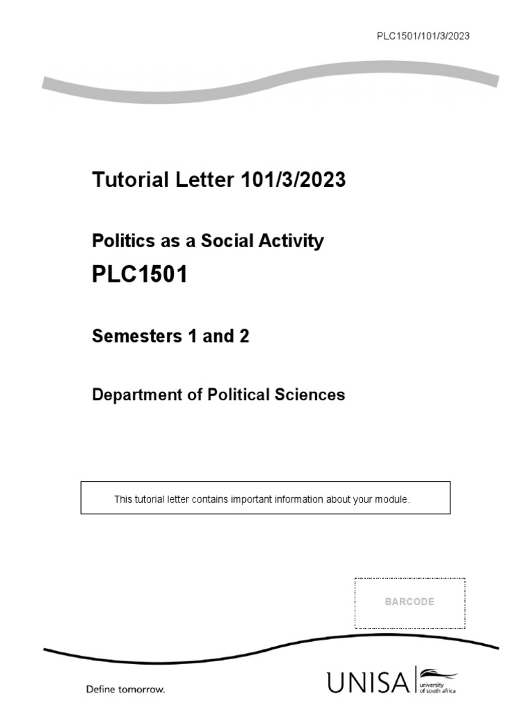 Tutorial Letter 101/3/2023: Politics As A Social Activity | PDF ...