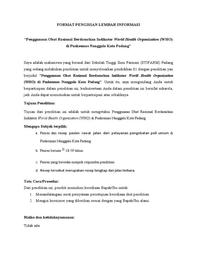 Form PSP & Informed Consent KEP FK Unand Vanny | PDF