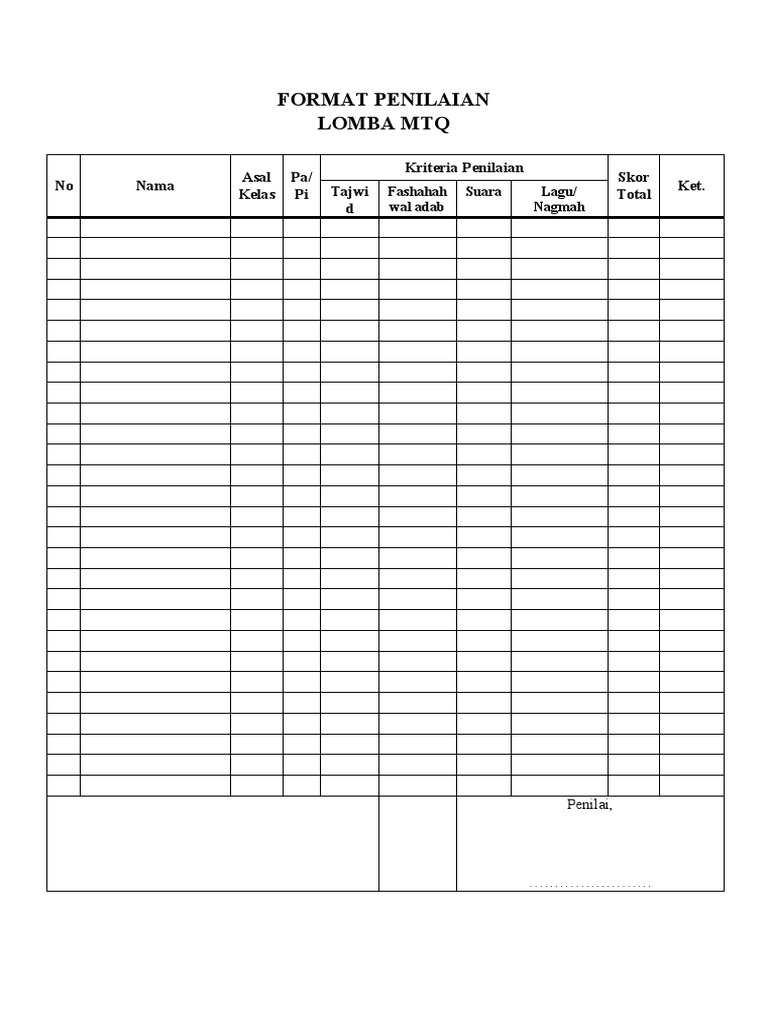Format Penilaian | PDF