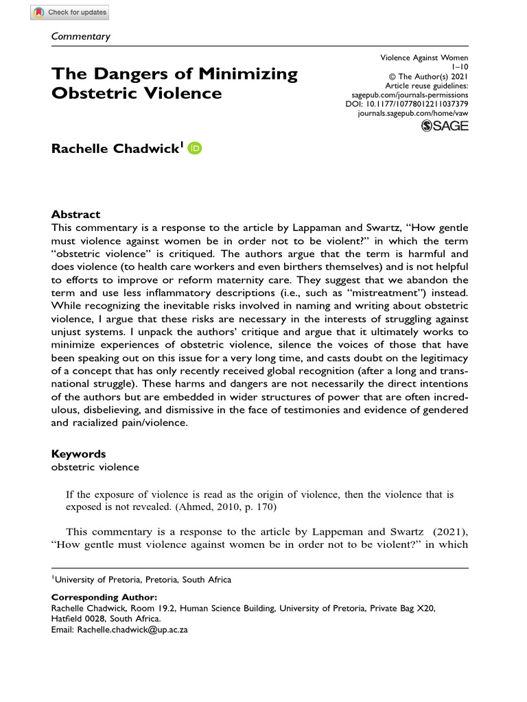 The Dangers of Minimizing Obstetric Violence: Rachelle Chadwick | PDF ...