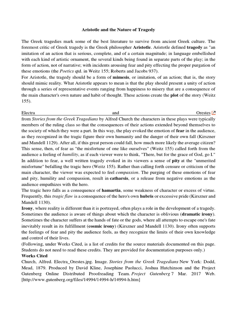 Aristotle's Definition of Greek Tragedy | PDF | Tragedy | Greek Tragedy