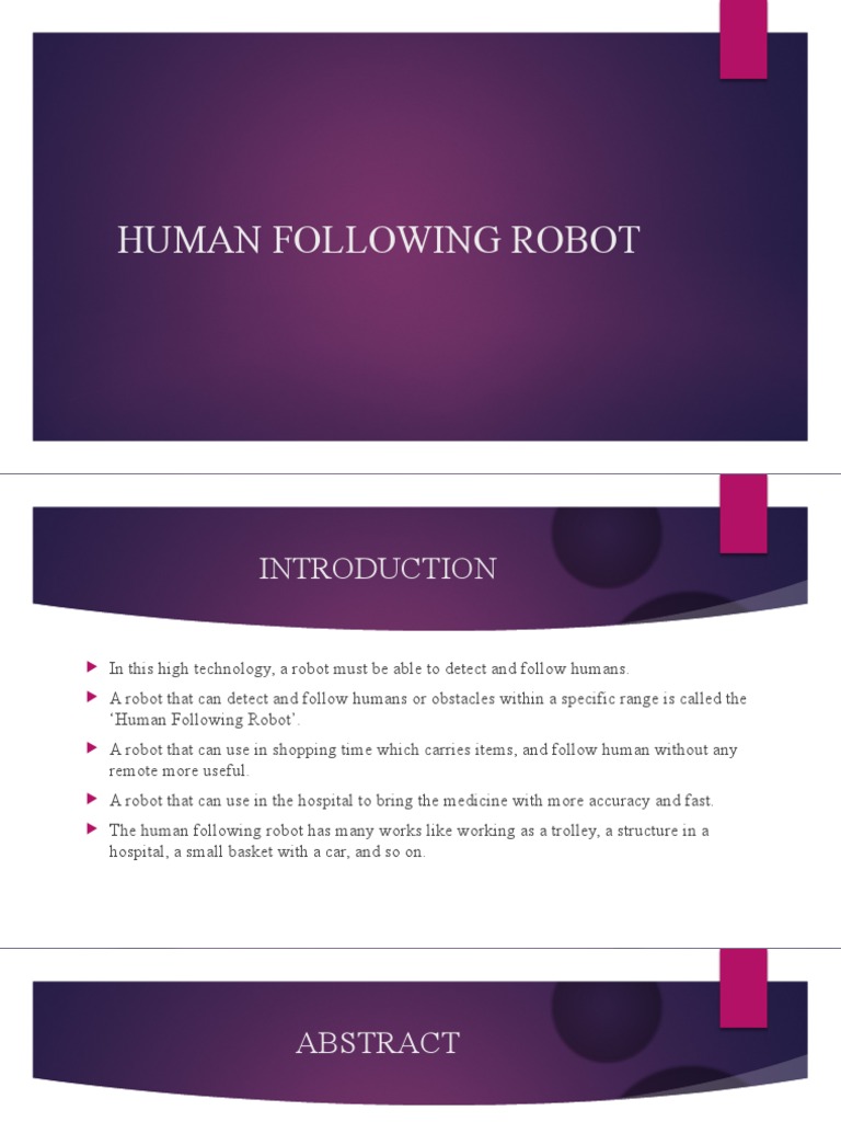Human Following Robot[1] Pptx Pdf Arduino Robot