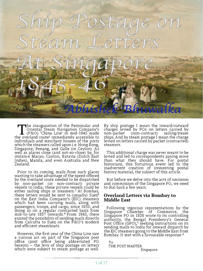 P&O's China Line and 1845 Postal Rates | PDF | Mail | Steamship