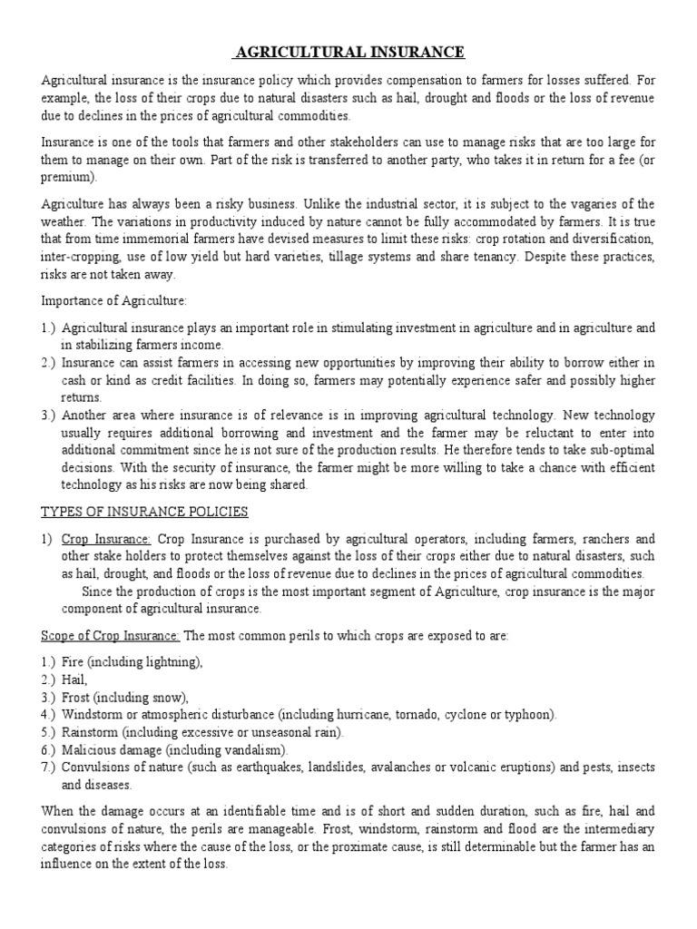 Agricultural Insurance | PDF | Life Insurance | Insurance