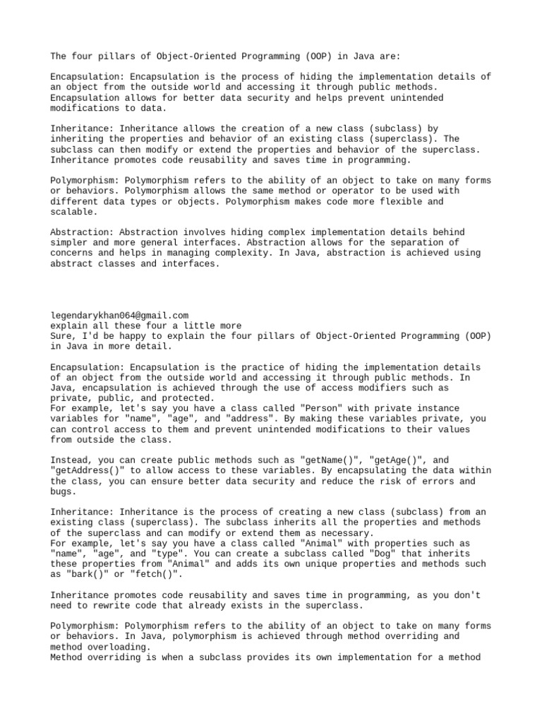 The Four Pillars of Object-Oriented Prog in JAVA | PDF | Inheritance ...