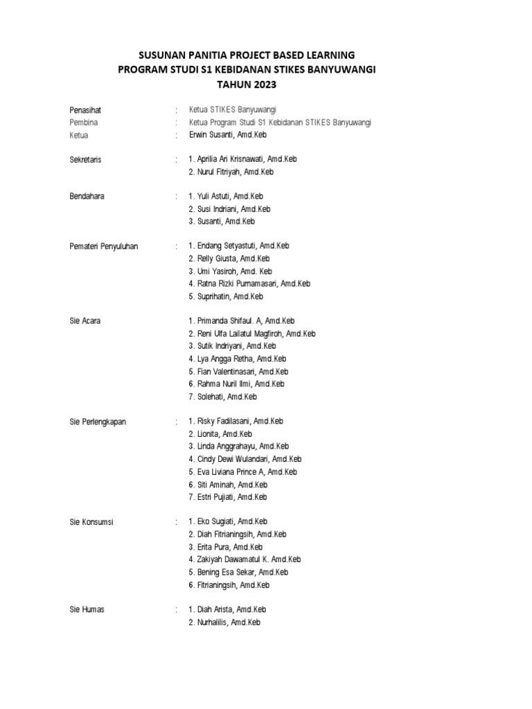 CONTOH SUSUNAN PANITIA PBL (1) | PDF