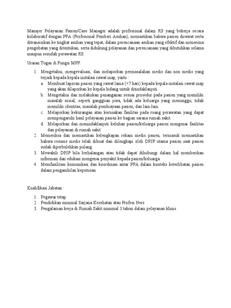 Uraian Tugas MPP | PDF