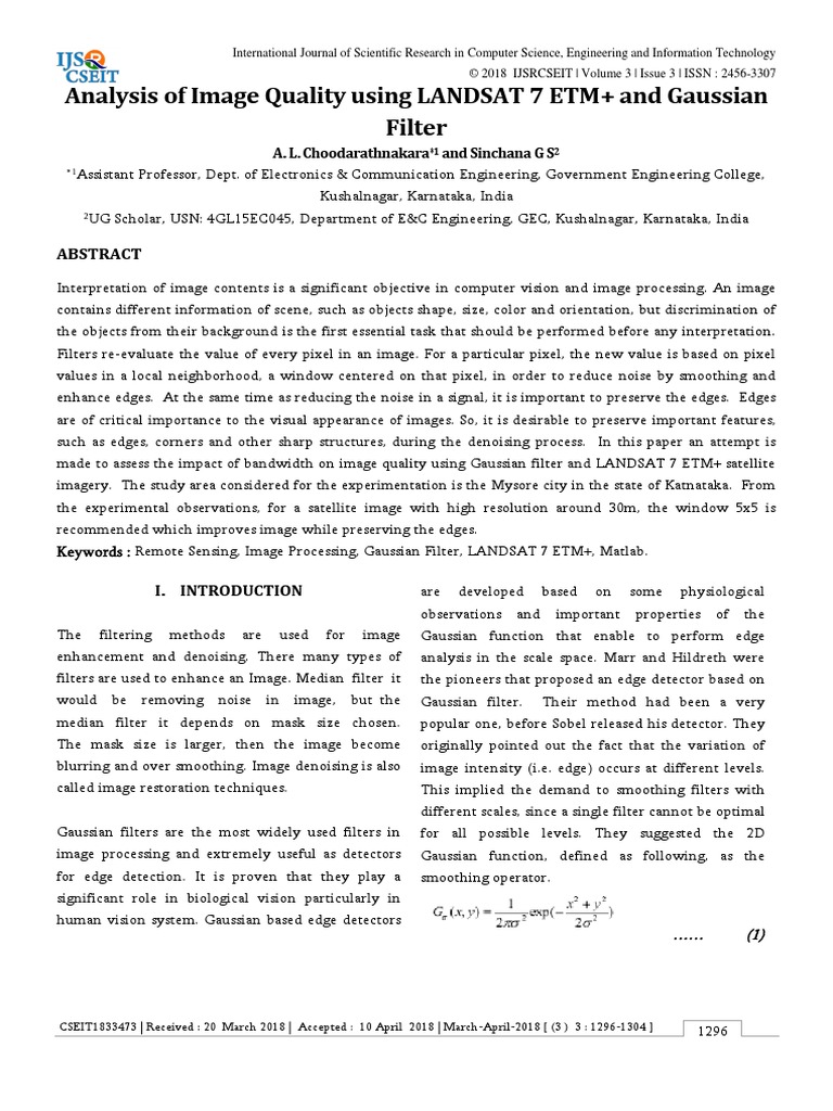 Analysis of Image Quality Using LANDSAT 7 | PDF | Camera | Normal Distribution