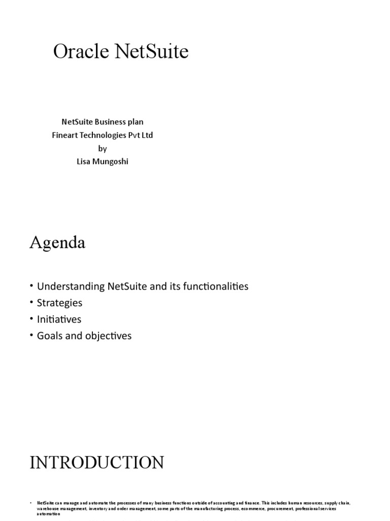 NetSuite Business Plan Overview | PDF | Cloud Computing | Economies