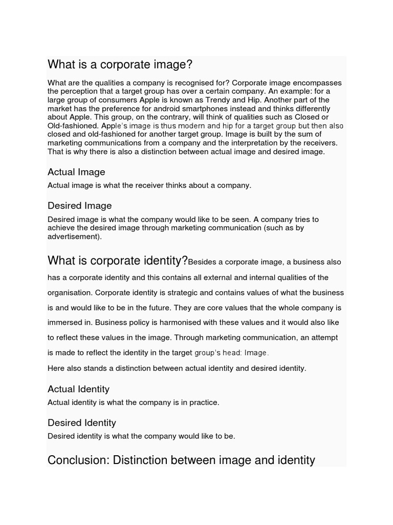 What Is A Corporate Image | PDF | Target Audience | Marketing
