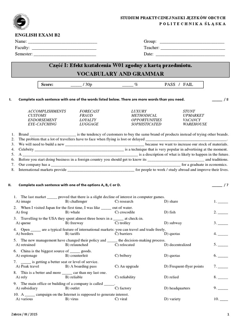 B2 Business English Exam Practice | PDF | Stocks | Economies
