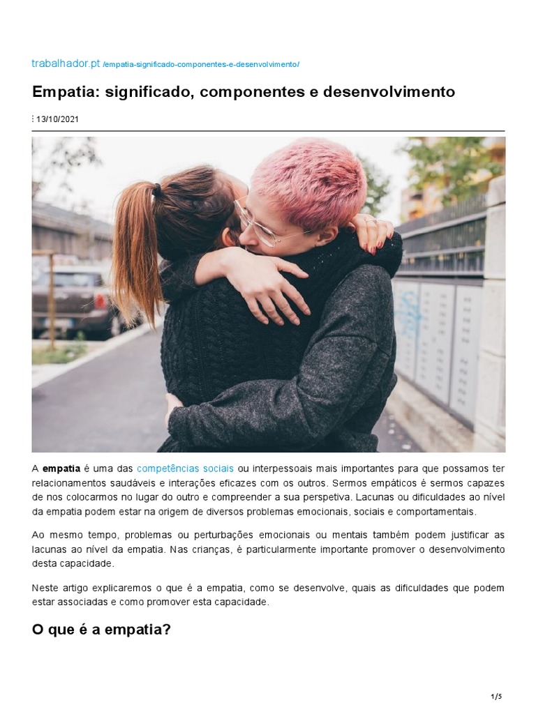 Empatia Significado Componentes e Desenvolvimento | PDF | Empatia | Emoções