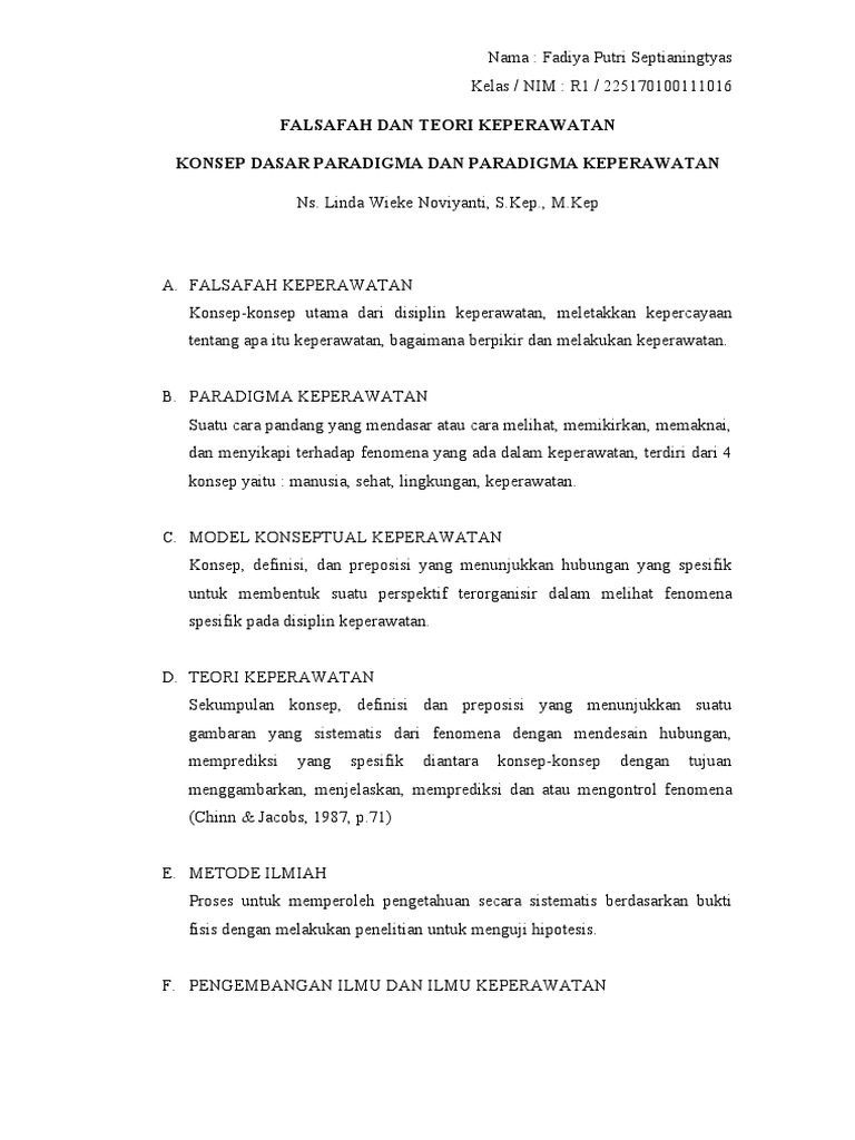 Paradigma & Teori Keperawatan | PDF | Karier & Perkembangan