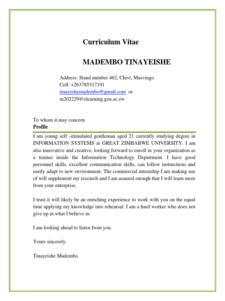 CV Madembo Tinayeishe | PDF | Computer Programming | Computing CV Madembo Tinayeishe | PDF | Computer Programming | Computing