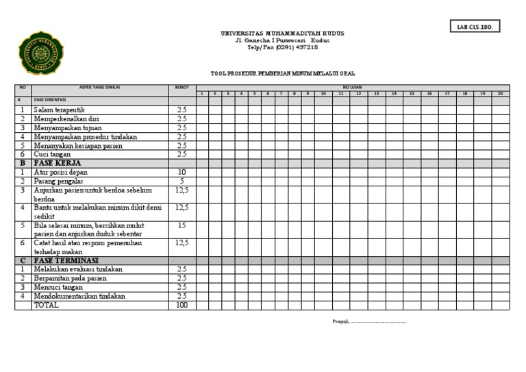 Tool Prosedur Pemberian Minum Melalui Oral | PDF