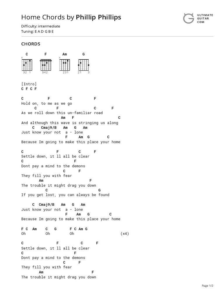 Home Chords (Ver 5) by Phillip Phillipstabs at Ultimate Guitar Archive ...
