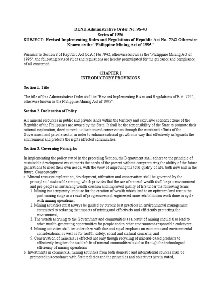 Revised Mining Act Rules Philippines | PDF | Environmental Impact ...