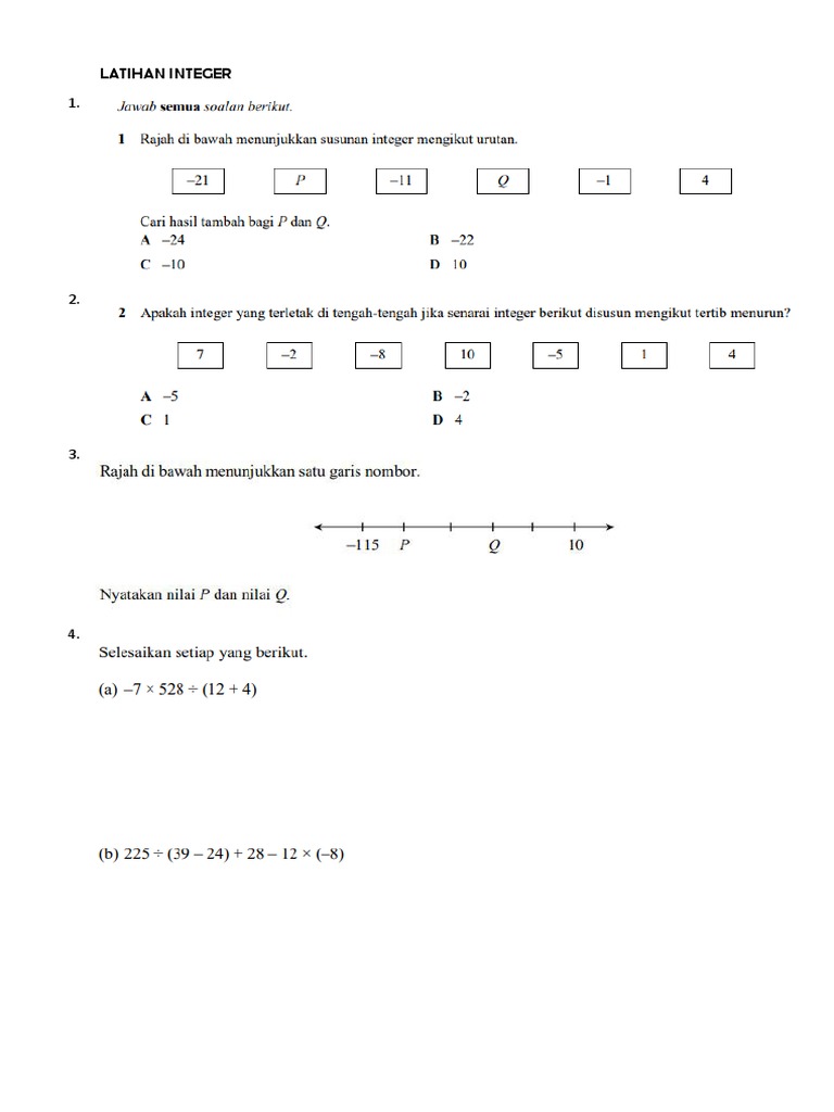 Latihan Integer Pdf