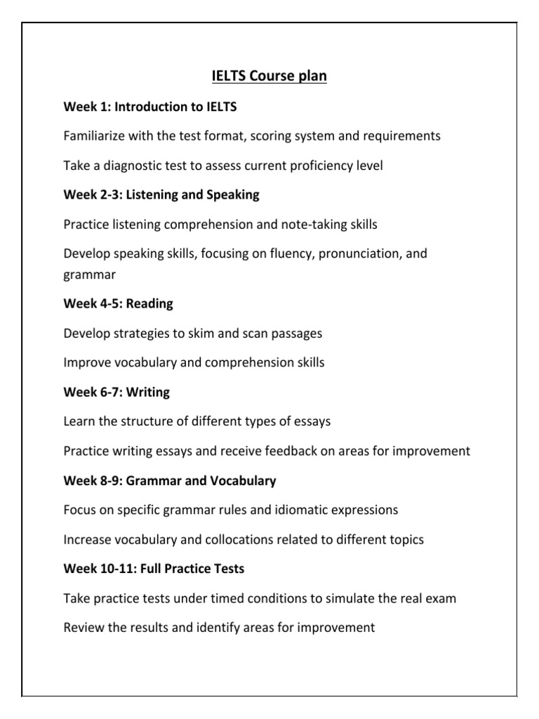 IELTS Preparation Plan | PDF | Career & Growth