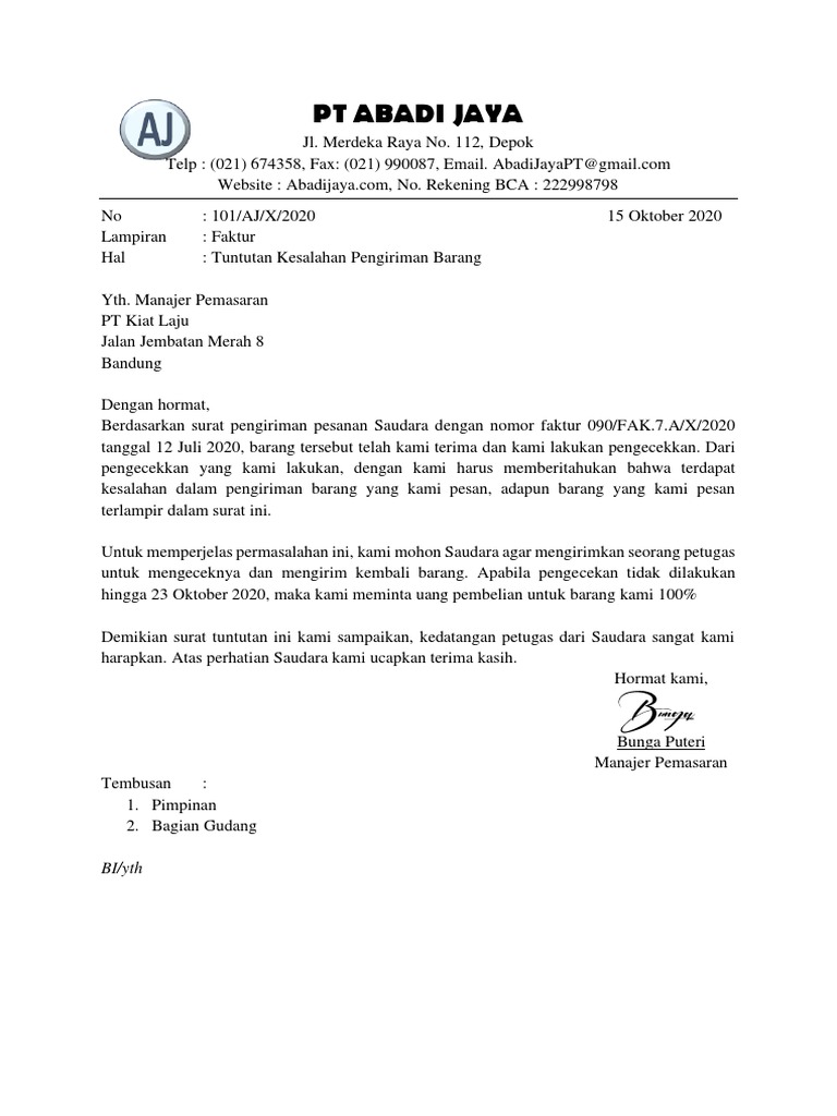 101 - AJ - X - 2020 (A.n. PT Abadi Jaya) | PDF