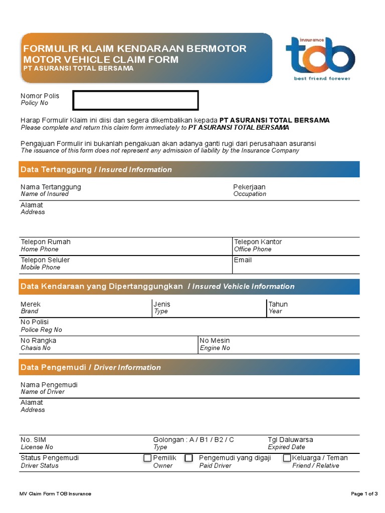 MV-1-Claim Form MV_TOB | PDF