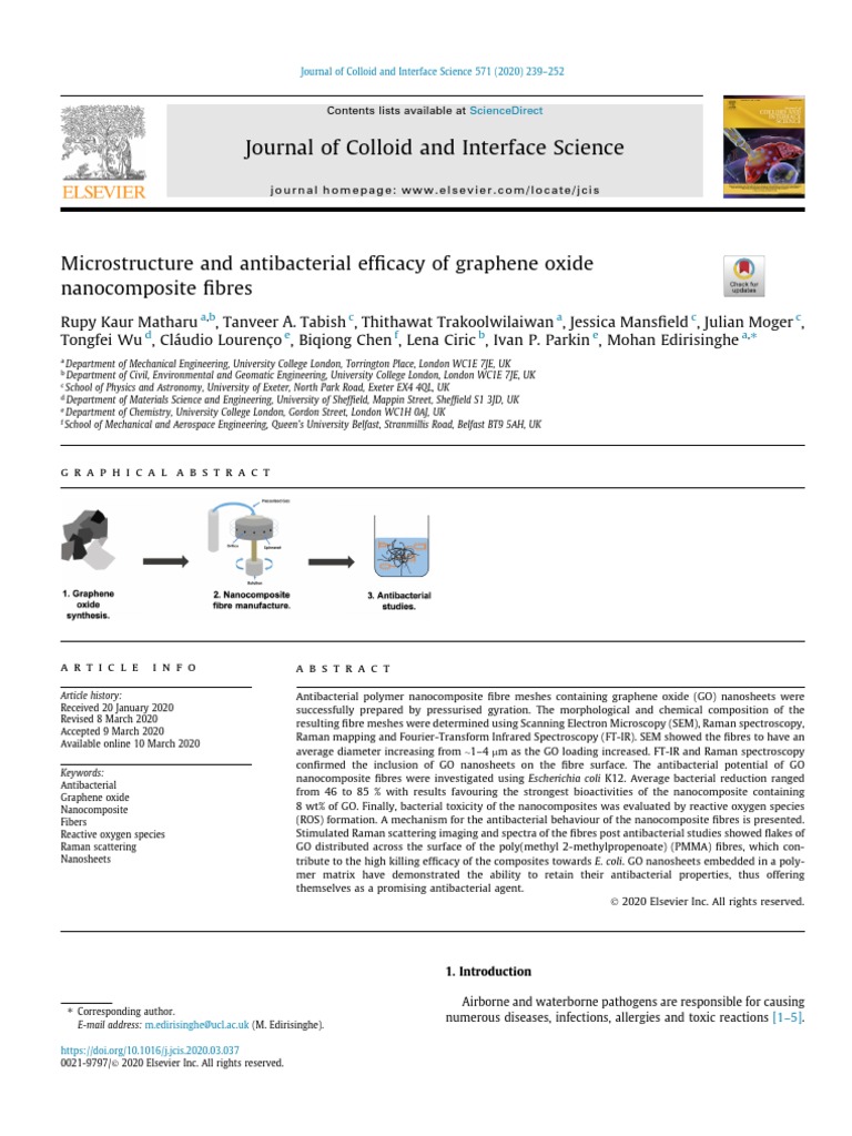 Microstructure and Antibacterial Efficacy of Graphene Oxide Nanocomposite Fibres | PDF ...