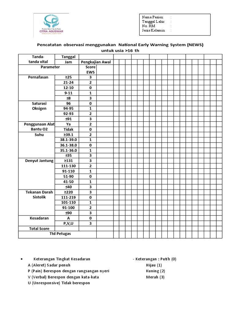 Lembar Observasi NEWS & PEWS | PDF