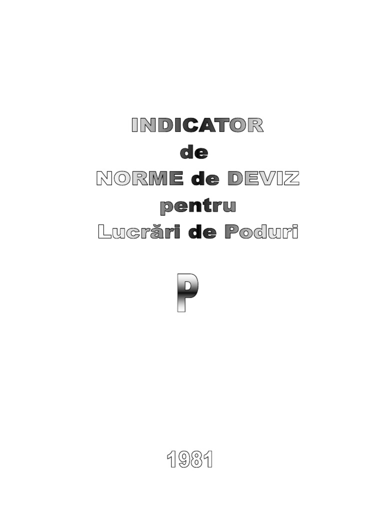 Norme Deviz P Lucrari de Poduri Scan PDF | PDF