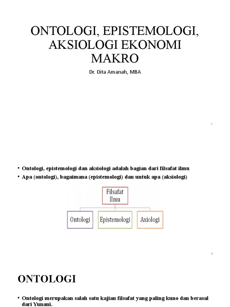 Ontologi, Epistemologi, Aksiologi Ekonomi Makro | PDF