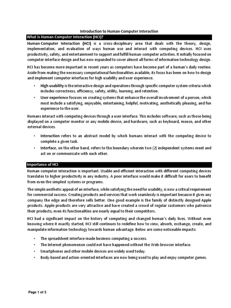 Human-Computer Interaction | PDF | Human–Computer Interaction | Usability Human-Computer Interaction | PDF | Human–Computer Interaction | Usability