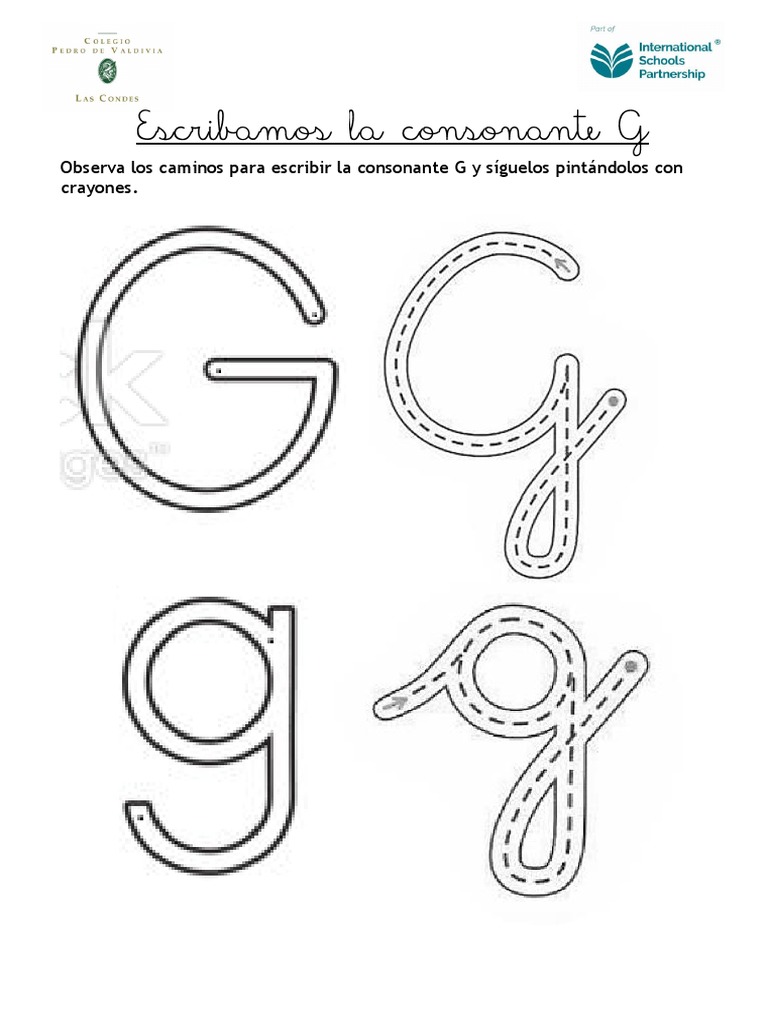 Escribamos La Consonante G | PDF