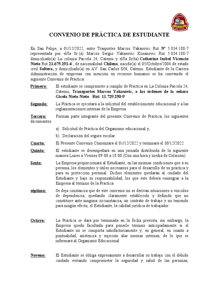 Formato Convenio de Práctica | PDF | Justicia | Crimen y violencia