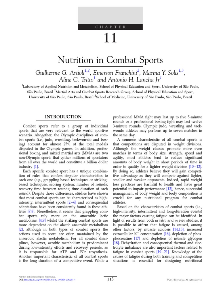 Nutrition in Combat Sports PDF | PDF | Nutrients | Dehydration