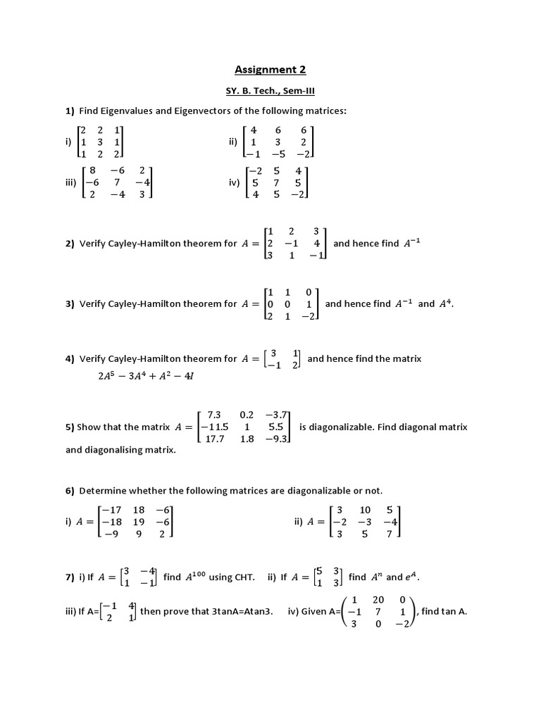 Assignment M1 | PDF | Eigenvalues And Eigenvectors | Operator Theory