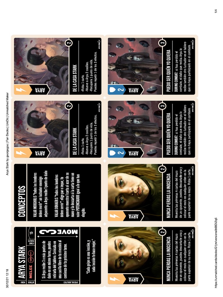 Unmatched: Arya Stark - Cards Fan Made | PDF