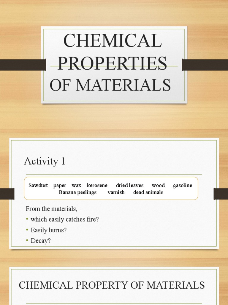 Chemical Properties of Materials | PDF