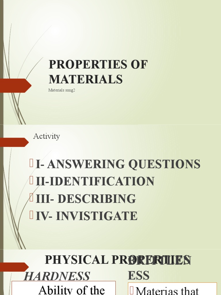 Physical Properties of Materials | PDF