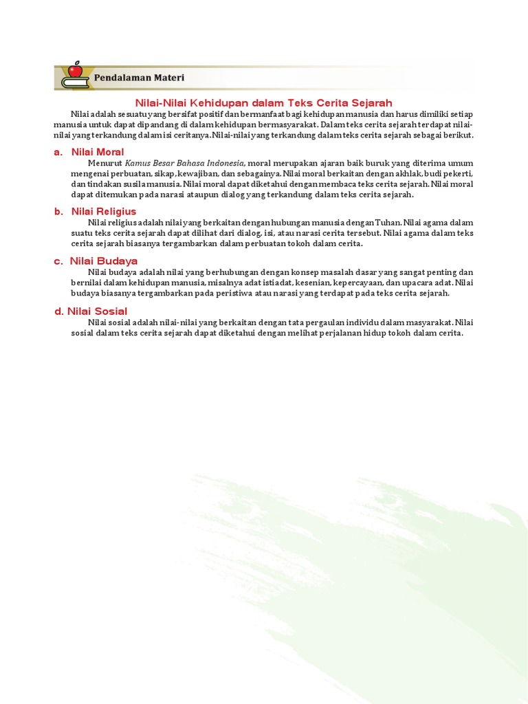 BI - XII - 03 - BAB - 2 - qNILAI KEHIDUPAN DALAM TEKS CERITA SEJARAH | PDF | Sains & Matematika