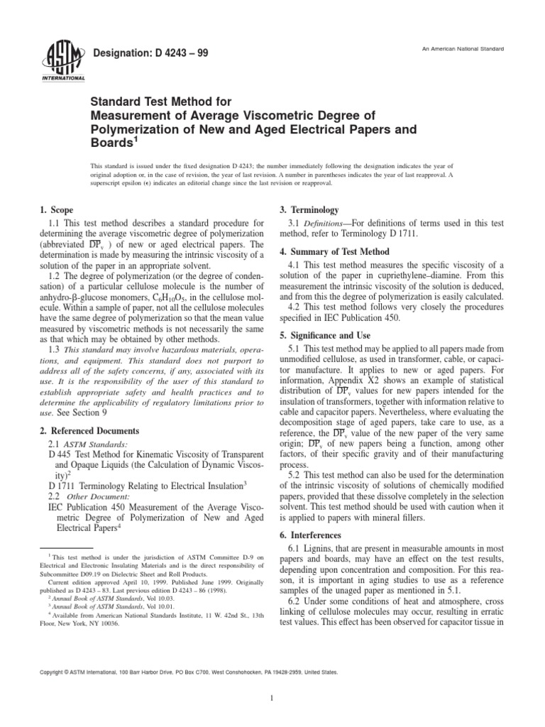 Astm D4243 99 Standard Test Method For Measurement Of Average