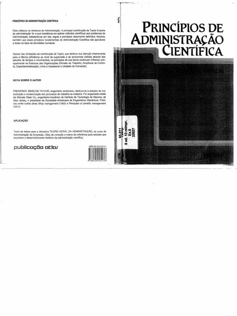 PRINCÍPIOS DE ADMINISTRAÇÃO CIENTÍFICA - Frederick W.Taylor | PDF