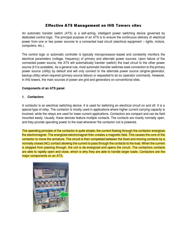 Effective ATS Management | PDF | Relay | Electric Power