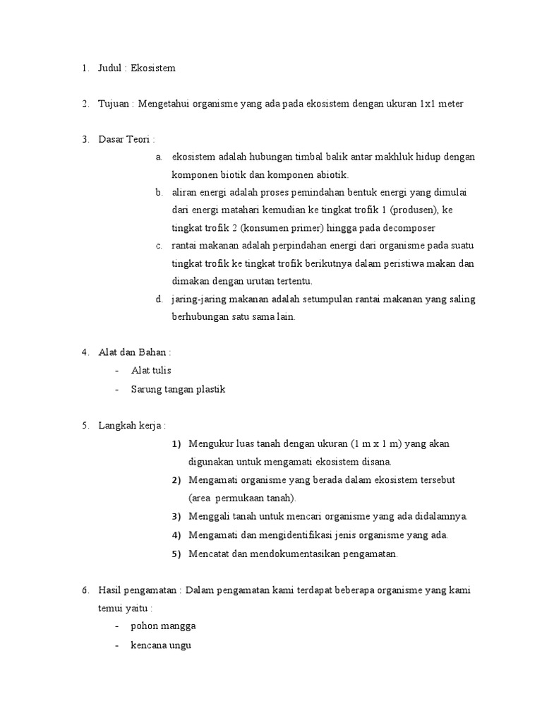 Organisme dalam Ekosistem 1x1 Meter | PDF | Sains & Matematika